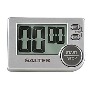 Salter 397 SVXR Electric Timer, Digital Stopwatch, Memory Function, Magnetic or Self Standing, Stick on Fridge, Count Up/Down, 99 Min 59 Sec, Beeper Sound, Start/Stop Button, Grey,1.5D x 5.2W x 7.6Hcm