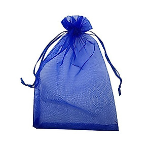 MELUOGE 100pcs 6X9 Inches Organza Drawstring Jewelry Pouches Bags Party Wedding Favor Gift Bags Candy Bags (Royal Blue)