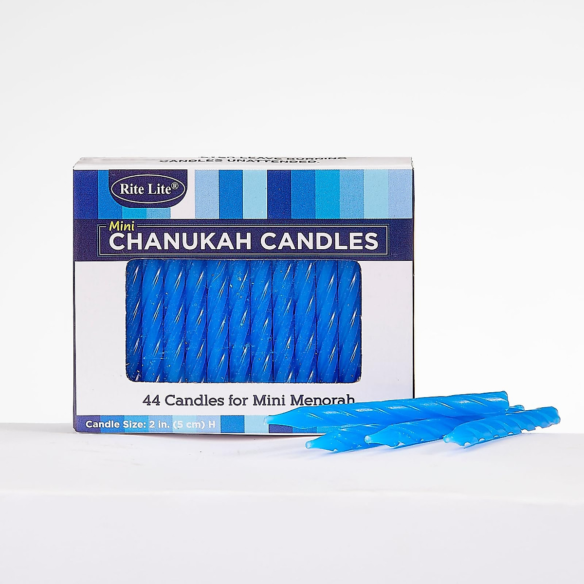 Blue Hanukkah Candles by Rite Lite | Mini Pack of 44 Menorah Chanukah Candles Value Gift Set | Premium Quality Wax Jewish Holiday Party Favors Gifts, Decorations for All 8 Nights!