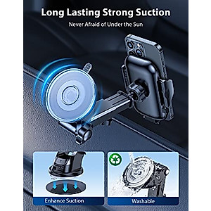 VICSEED Universal Phone Mount for Car [Solid & Durable] Car Phone Holder Mount Dashboard Windshield Air Vent Long Arm Strong Suction Cell Phone Holder Car for iPhone 14 13 12 Pro Max All Mobile