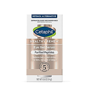Cetaphil Hydrating Eye Gel Serum, 0.5 Oz - Reduces Dark Circles & Wrinkles, 24Hr Under Eye Cream, Retinol Alternative Peptide for Sensitive Skin