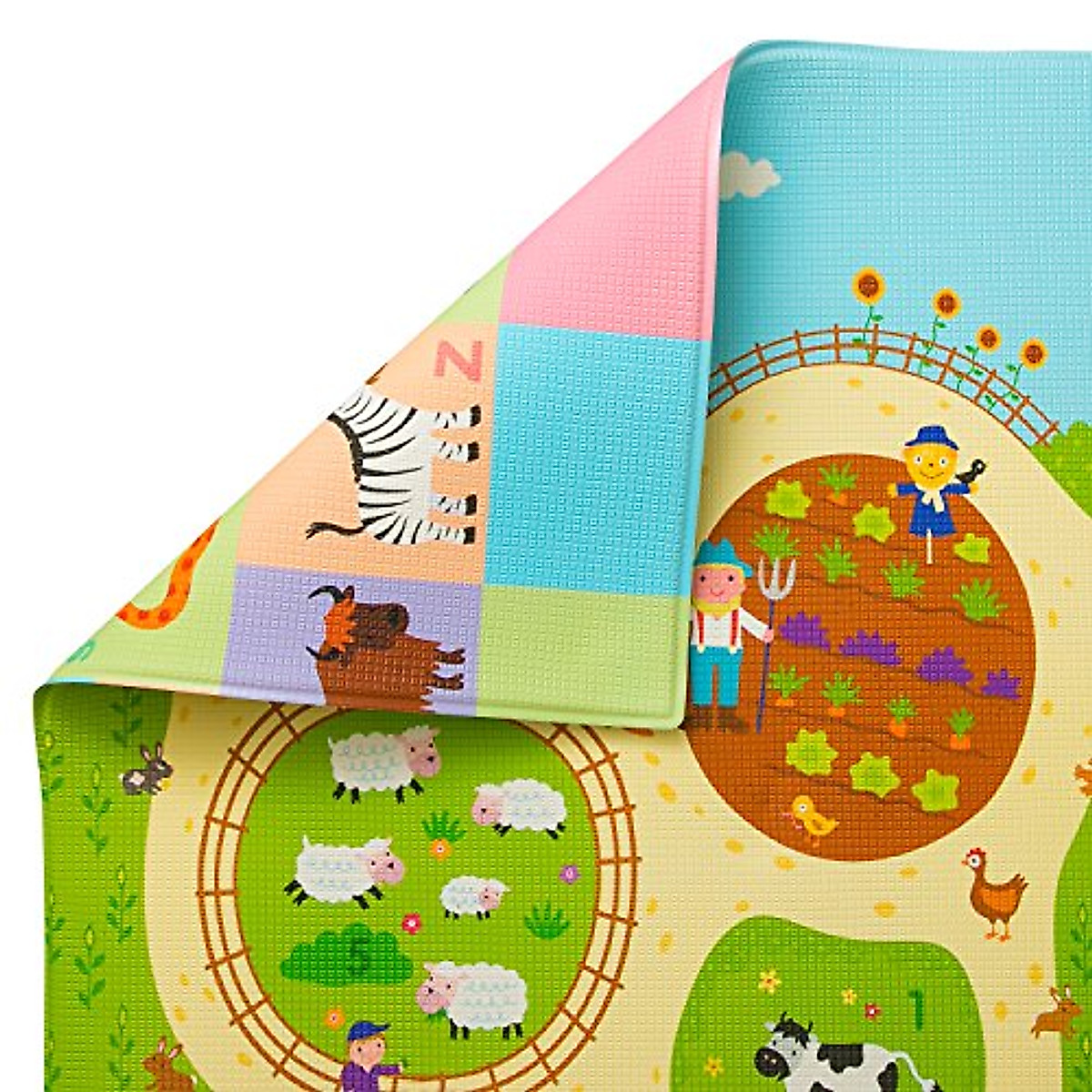 Baby Care Play Mat - Playful Collection (Busy Farm, Medium) - Play Mat for Infants – Non-Toxic Baby Rug – Cushioned Baby Mat Waterproof Playmat – Reversible Double-Sided Kindergarten Mat