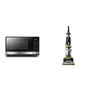 BLACK+DECKER Microwave Oven with Turntable Push-Button Door,Child Safety Lock,1000W,1.1cu.ft,Stainless Steel, 1.1 Cu.Ft & BISSELL Cleanview Swivel Pet Upright Bagless Vacuum Cleaner, Green, 2252