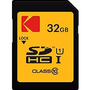 KODAK 32 GB Class 10 UHS-I U1 SDHC/XC Premium Performance Memory Card, for Full HD Video Recording and High-Resolution Pictures, Compatible with All Devices Supporting SDHC and SDXC Standards