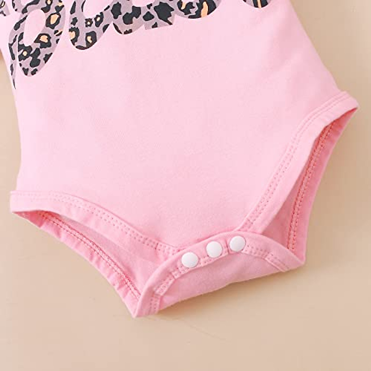 MIEKISA Baby Girls Romper and Leopard Mesh Dress Sets With Headband (Pink, 0-3 Months)