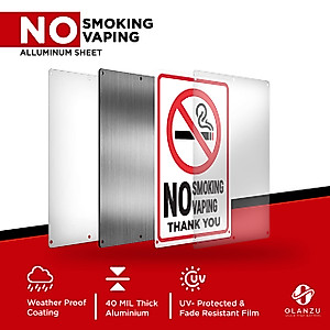 OLANZU No Smoking Signs For Business - 4 Pack 10"x7" Aluminum Sign - Engineer Grade Metal - Rust Proof & UV Protected No Smoking Sign-Indoor & Outdoor