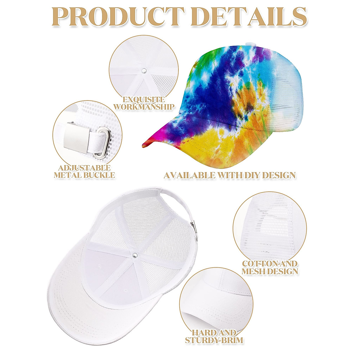 24 Pieces Mesh Trucker Hats Sport Baseball Caps Adjustable Trucker Golf Dad Hat Bulk for Unisex Men Women Teen Sports Workout (White)