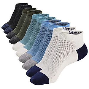 Mottee&Zconia Mens Ankle Low Cut Cotton Socks Athletic Reinforced Soft Mesh Top Socks