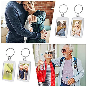 Lusofie 10Pcs Clear Photo Keyring Keychain Acrylic Photo Picture Keychains Double Sided Picture Holder with Split Ring for Family Friend Photo Crafting Gift(2.1inch x 1.57inch)