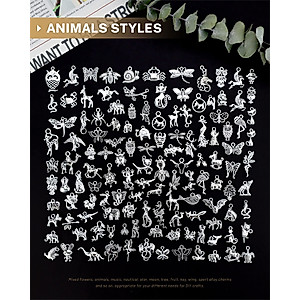 JIALEEY 300 PCS Wholesale Bulk Lots Jewelry Making Charms Mixed Smooth Tibetan Silver Alloy Charms Pendants DIY for Bracelet Necklace Jewelry Making and Crafting