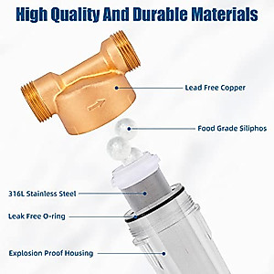Filterelated Reusable Whole House Spin Down Sediment Water Filter,50 Micron Flushable Prefilter Filtration, 1" MNPT + 3/4" FNPT + 3/4"MNPT, Lead-Free Brass,BPA Free
