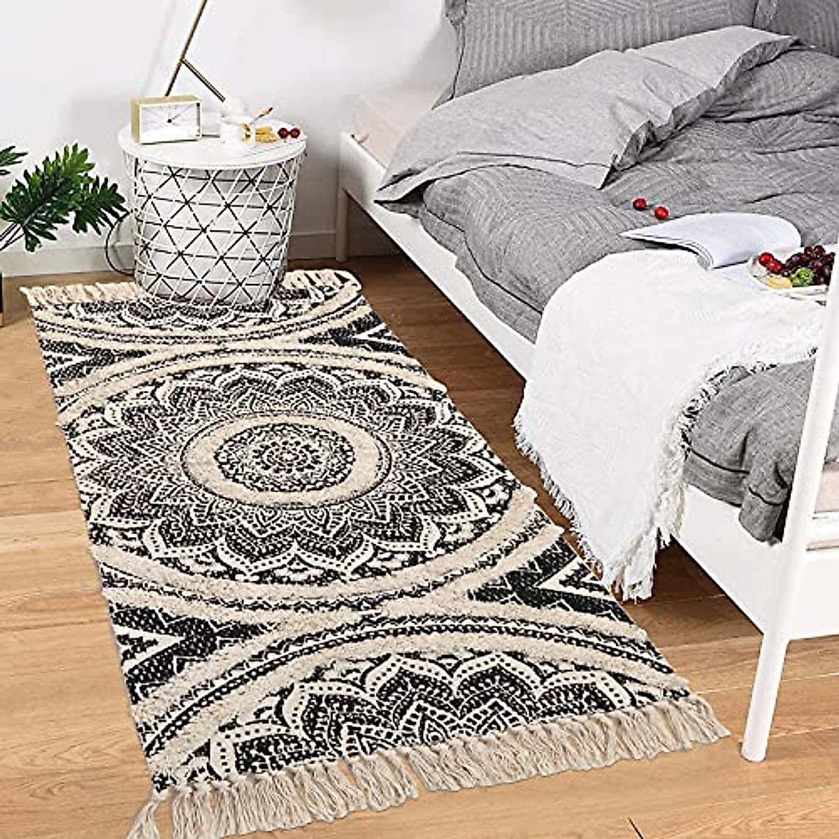 Ailsan Boho Runner Rug 2.3' x 5.3', Mandala Hallway Runner Rug, Woven Cotton Washable Tufted Indoor Outdoor Rug Runner for Entryway Kitchen Laundry Room Doorway Bedroom