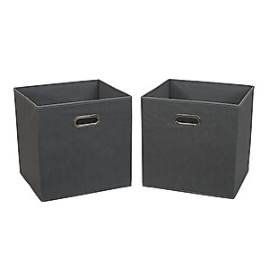 Household Essentials, Black Cobblestone 2 Pack Open Storage Bins with Dual Handles, 13 x 12 x 13