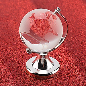Clear Crystal Sphere, 6.5x4cm Mini Round Earth Globe World Map Ball with Metal Stand Decor Crystal Glass Ball Decorative(Sliver)