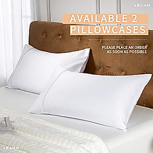 LEJIAN Silk Bedding Pillowcases - 2 Pack Queen Size(20X30 Inch) - Hemstitched Pillow Cases - Soft Silk Pillowcase with Envelope Closure, White