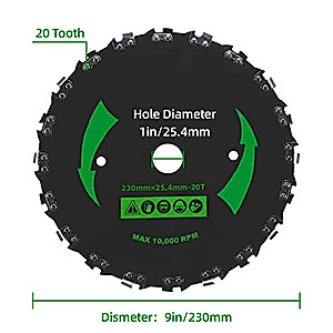9" x 20T Chainsaw Tooth Brush Cutter Blade,10" x 80T Carbide Tip Brush Blades with Universal Adapter Kit,Premium Stainless Steel Trimmer Head Compatible with Cutter, Trimmer, Weed Eater (2 Pack)