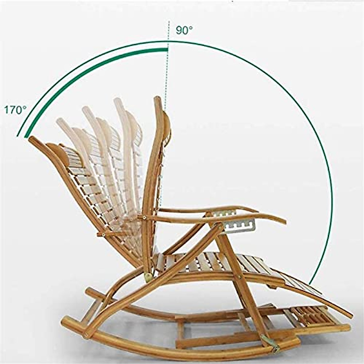 Lounge Chair, Recliner Camping Chairs Garden Loungers Folding Chair Bamboo Recliner Folding Rocking Chair - Balcony Home Lounge Chair, Adjustable Backrest Elderly Chair, Portable Outdoor Sun Lounger (