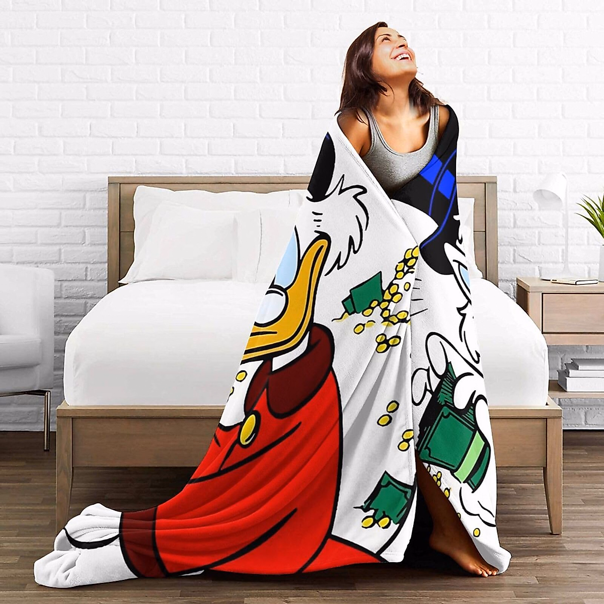 Scrooge Mcduck Blanket Soft Cozy Fleece Throw Blanket Plush Lightweight Warm Fuzzy Flannel Blankets and Throws for Boys Girls Couch Sofa Bed 60"X50"