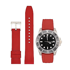 MONTREUX Premium Quick Release 20mm FKM Rubber Watch Strap Band for Rolex, Omega, TAG Heuer, Seiko & More (Red)