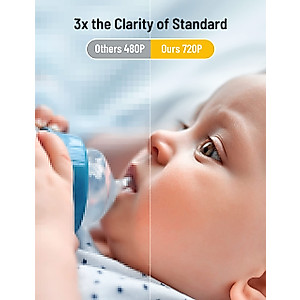 PARIS RHÔNE Video Baby Monitor, 5" 720P HD Baby Monitor with Camera and Audio, No WiFi, 2 Way Audio, VOX Mode, Infrared Night Vision, Feeding Reminder, Wide-Angle View Temperature Sensor Lullabies