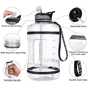 FORWEWAY Half Gallon Water Bottle with Straw Leakproof Sports Water Bottle BPA Free Plastic Water Bottle with Handle 2.2L/74oz Gallon Water Jug for Sports