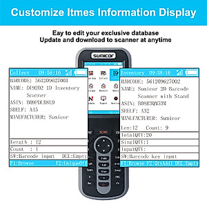 Sumicor Barcode Scanner 1D & 2D QR Code PDF417 Reader, Wireless 2.4 Ghz Handheld Cordless Rechargeable Inventory Barcode Scanner with 2.8'' HD Screen and Keybord for Stocktaking (2D)