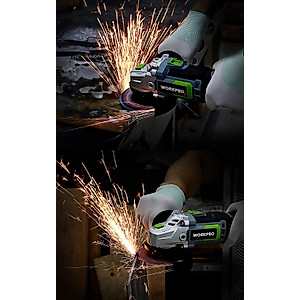 WORKPRO 20V Cordless Angle Grinder Kit, 4-1/2 Inch and WORKPRO 20-Pack Flap Discs, 4-1/2-inch, Arbor Size 7/8-inch