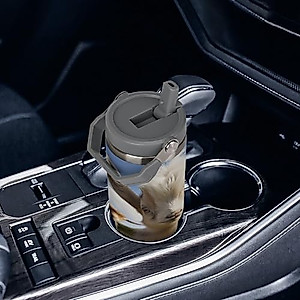 YTLKGFP 30 Oz Large Capacity Car Cup Cute Goat Tumbler with Handle Straw Lid Insulated Stainless Steel Water Bottle Travel Mug Leak-proof Car Cup Keeps Cold Or Hot