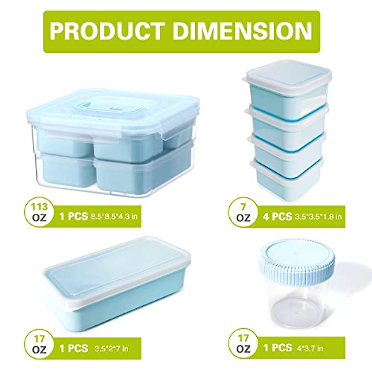 Food Storage Container with Lid Airtight, with 6 Individual BPA-Free Plastic Food Containers for Pantry Fridge Organization and Storage, Reusable Stackable Meal Prep Containers, Dishwasher Safe
