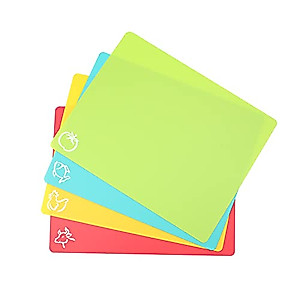 KUFUNG Flexible Cutting Board Mats for Kitchen - 100% Non Slip (New) Color Coordinated Plastic Cutting Boards on Any Countertop