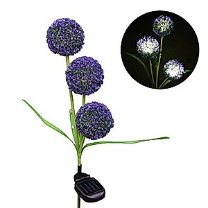 Solar Powered Dandelion Solar LED Lights Outdoor Waterproof LED Lamps for Garden Backyard Lawn Landscape Decoration Illumination (Purple)