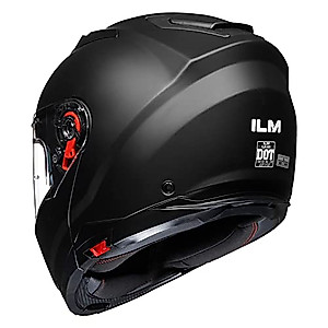 ILM Modular Motorcycle Helmets for Adults Men Full Face Flip up Pinlock Compatible DOT Model 909 (Matte Black, L)