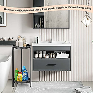 Plant Stand Indoor Outdoor 2 Tier Metal Plant Shelf Rack for Plants Multiple Tiered Flower Pot Stands Holder - Small Iron Potted Planter Shelves for Patio Corner Balcony Garden - Black, 2ft Tall