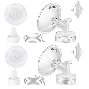 Begical Pump Parts Compatible with Spectra S2 S1 9 Plus Motif Luna Amada MYA Breastpump, Incl 17mm Flange White Valve Tubing Backflow Protector Flange Cover, Replace Original Pump Accessories (17mm)