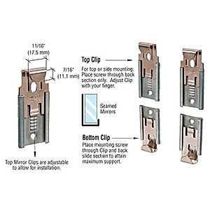 CRL Nickel Plated Adjustable Mirror Clip set for 1/4 in (6 mm) Straight Edge Glass - Package