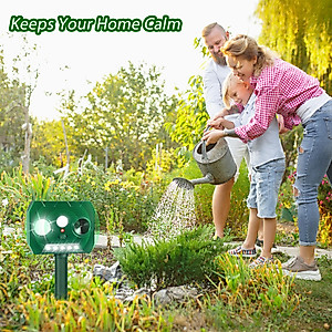 2 Pack Ultrasonic Motion Sensor Alarm for Yard Lawn with Motion Sensor and Flashing Lights, Ultrasonic Motion Sensor Alarm Outdoor for Yard Solar Powered Motion Sensor Alarm for Garden Yard Lawn