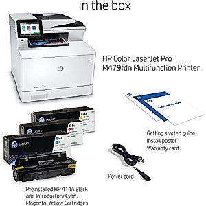 HP Laserjet Pro M479fdn Color All-in-One Laser Printer for Home Office - Print Scan Copy Fax -28 ppm, 8.5x14, Auto Duplex Printing, 50-Sheet ADF,Ethernet only,Compatible with Alexa,Wulic Cable