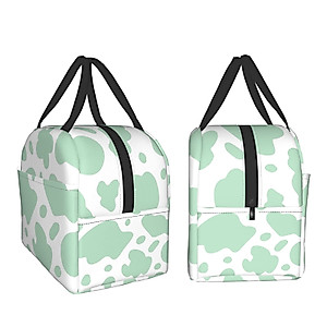 Senheol Mint Green Cow Animal Lunch Box, Insulation Lunch Bag for Women Men, Reusable Lunch Tote Bags Perfect for Office Camping Hiking Picnic Beach Travel