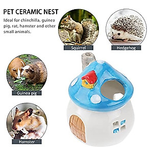 balacoo Ceramic Hamster Hideout Summer Cool Hamster Nest Mushroom Shape Pet Porcelain House for Mini Animals Guinea Pig Gerbil Ferret Syrian Hamster Chinchilla Rat