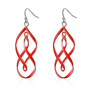 D EXCEED Womens 4 Pairs Dangle Drop Earrings Fashion Geo Shaped Twist Wave Dangling Earrings Lightweight Linear Design Dangle Earrings Sets for Women Girls