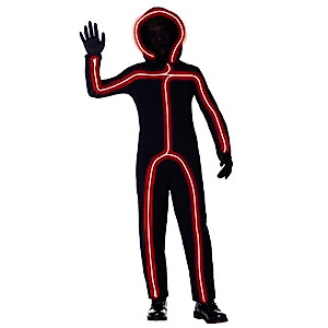 Spirit Halloween Kids Light-Up E.L. Wire Orange Stick Figure Costume | Stick Figure Cosplay | Jumpsuit Outfit | Funny Costume
