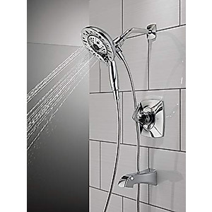 Delta Faucet Vesna 14 Series Single-Handle Shower Trim Kit with 5-Spray H2Okinetic In2ition Dual Hand Held Shower Head with Hose, Chrome 144789-I (Valve Included)