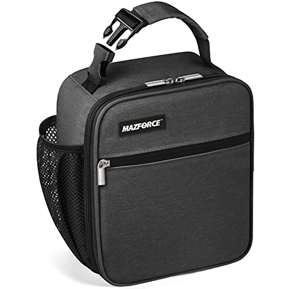 MAZFORCE Original Lunch Bag Insulated Lunch Box - Food Safe Durable Lunchbox for Men - BPA Free Small Reusable Lunch Bags for Adults, Teens, Boys, Women (Dark Gray)