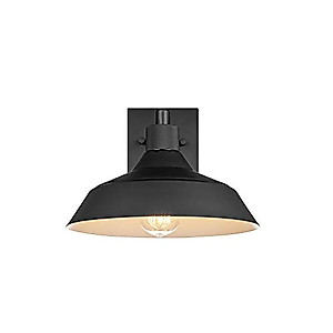 Globe Electric 44569 Outdoor or Indoor Wall Sconce, Matte Black, Outdoor Lighting Modern, Farmhouse, Wall Lighting, Front Porch Décor, Outdoor Light Fixture, Kitchen Sconces Wall Lighting
