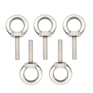 Eowpower 5 Pieces Stainless Steel M8 x 32 mm Ring Eye Bolts