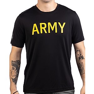 Army Wicking PT Style Shirt | U.S. Military Performance Training Workout T-Shirt-(Poly,L)