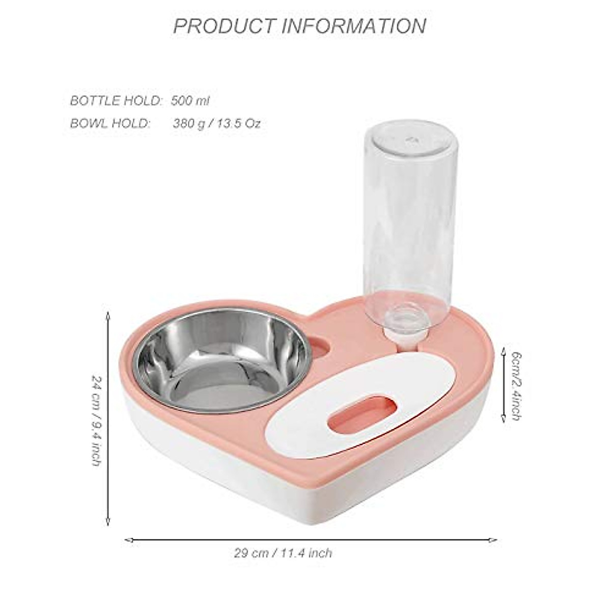 ALBOLET Cat Dog Food and Water Bowl Set, Pet Automatic Water Dispenser Detachable Cat&Dog Feeder Bowl No-Spill Automatic Water Dispenser for Cats Small Dog