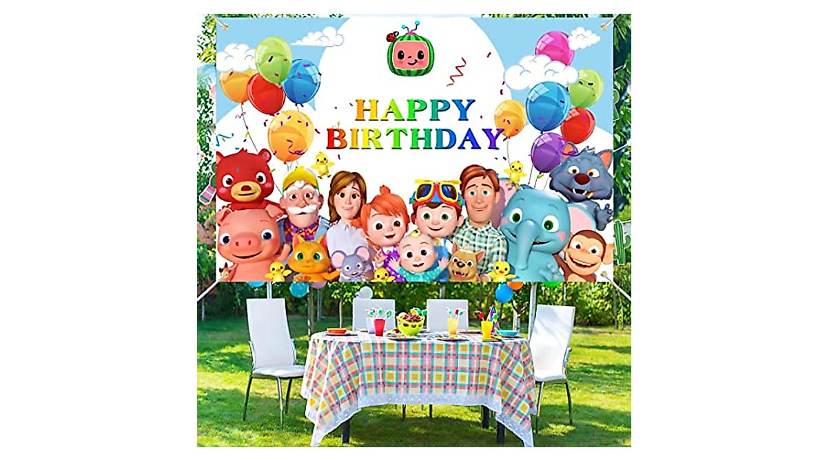 Cocomelon Birthday Backdrop 5x3 Ft – Cute Kids’ Party Decorations