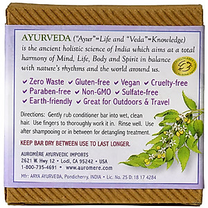 Auromere Ayurvedic Conditioner Bar for All Hair Types – Vegan, Non-GMO, Deep Moisturizing, Nourishing Herbal Formula with Neem, Zero Waste, Recyclable packaging (2.12oz solid bar), 1 Pack