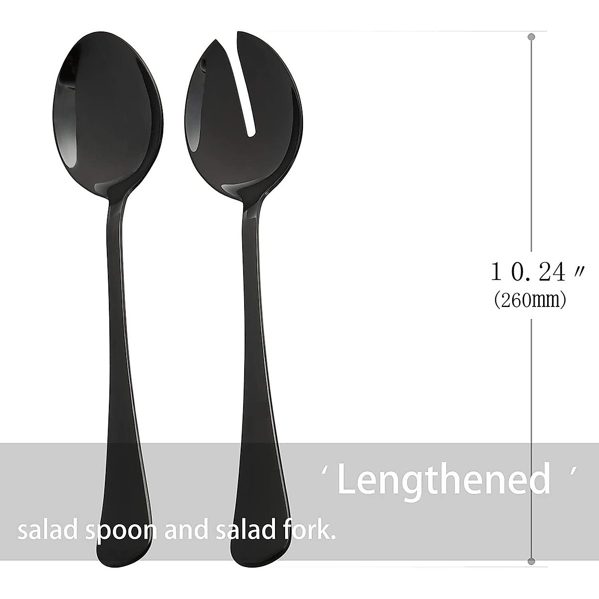 Black Serving utensils set. Stainless Steel Hostess Flatware Sets 7-Piece Includes Silverware Large Salad Serving Spoons, Forks & Slotted Spoons,sugar spoons,butter knife.Dishwasher Safe